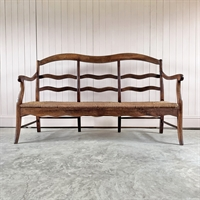 19th Century Antique Provence Bench with reeded seat