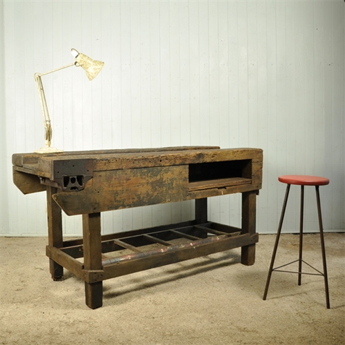 Vintage Factory Work Bench - Industrial Furniture - Original House