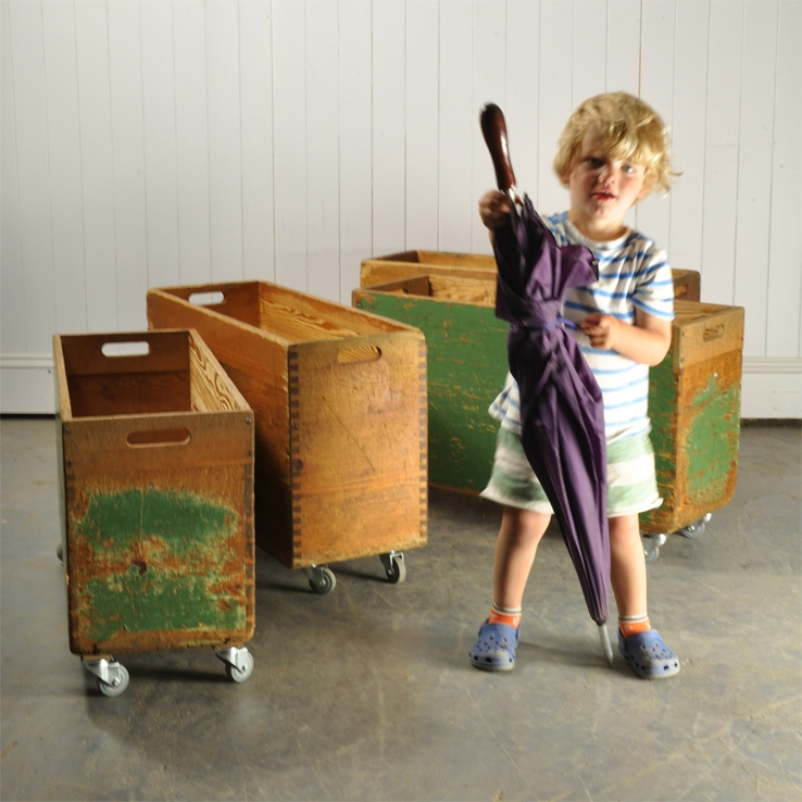 Vintage Wooden Boxes on Wheels - Original House