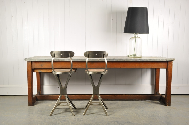 Slightly Smaller Zinc Topped Side Table - Vintage Furniture - Original ...