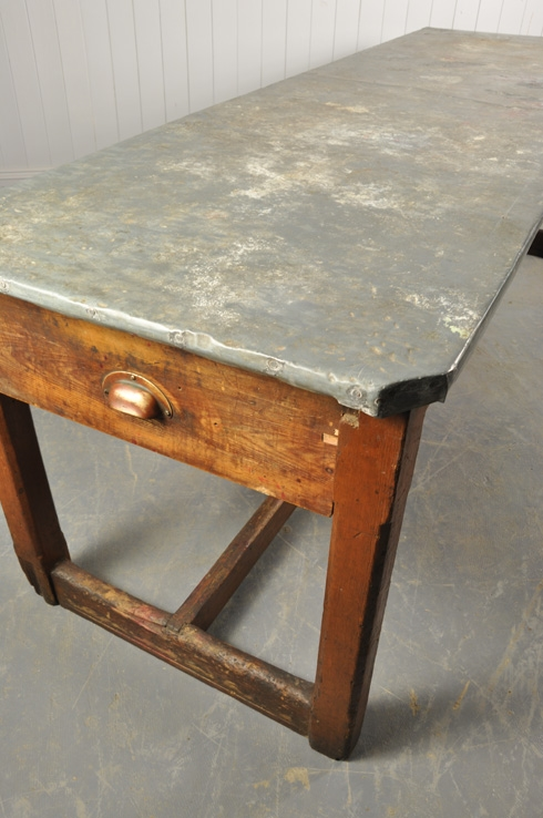 Slightly Smaller Zinc Topped Side Table - Vintage Furniture - Original ...