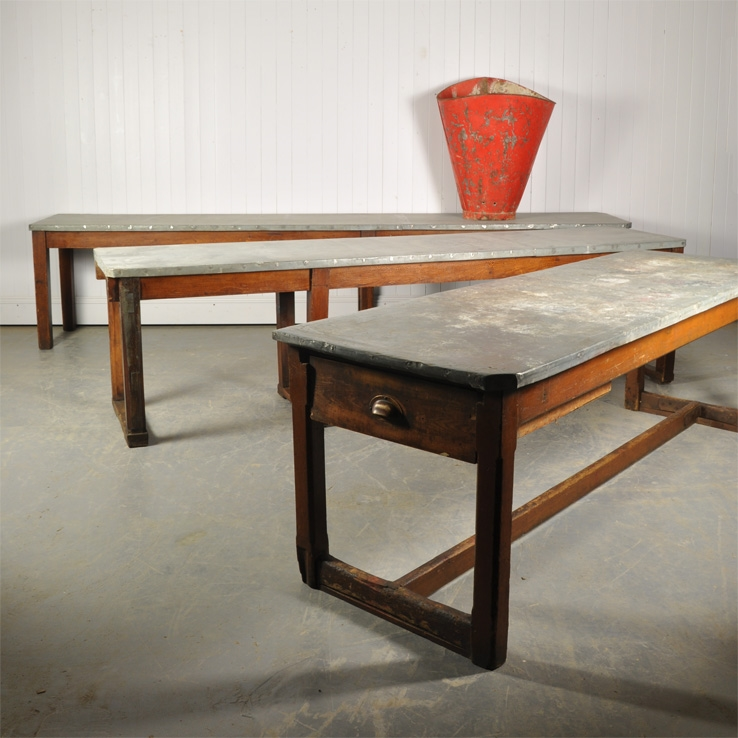 Slightly Smaller Zinc Topped Side Table - Vintage Furniture - Original ...